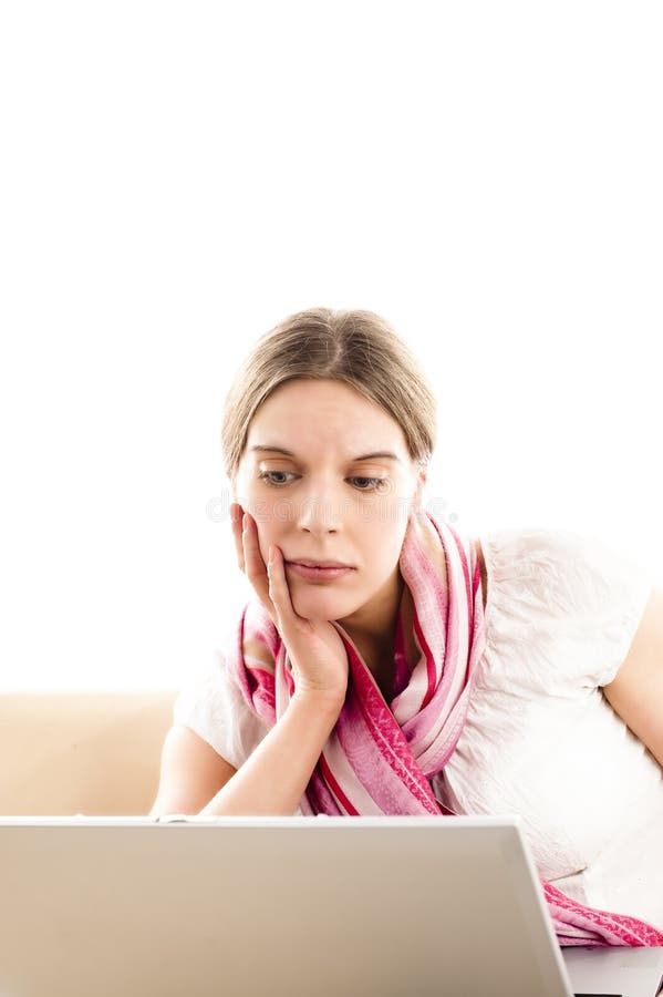 Young Woman Reading Notebook Stock Image - Image of furniture, exercise ...
