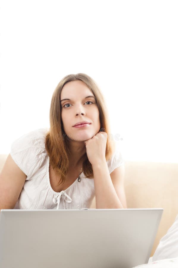 Young Woman Reading Notebook Stock Image - Image of caucasian, clothes ...