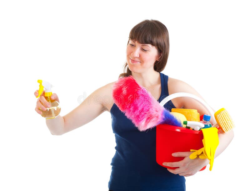 Crazy Cleaning Lady stock photo. Image of caucasian, mature - 10505292