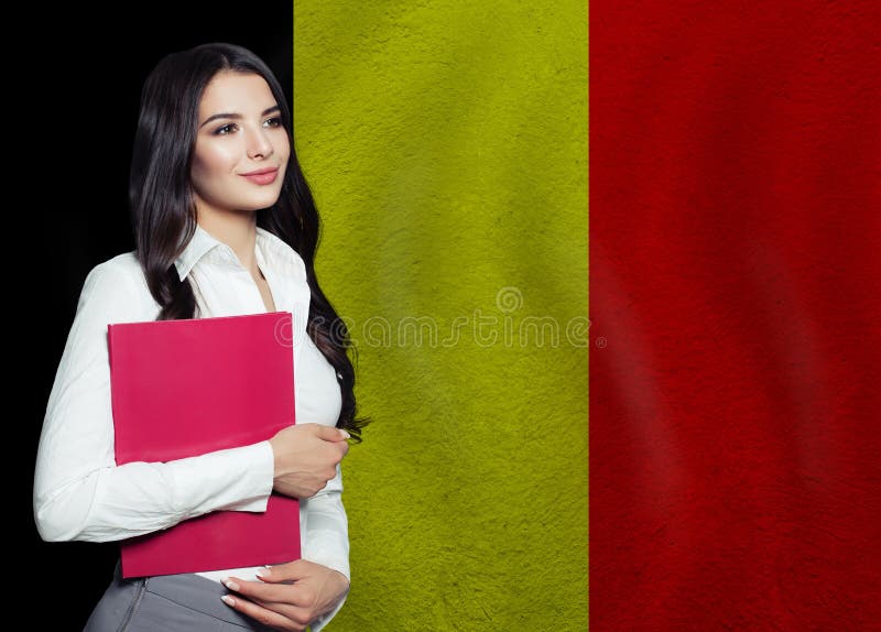 Young Woman with Red Book. Learn or Business Concept Stock Photo ...