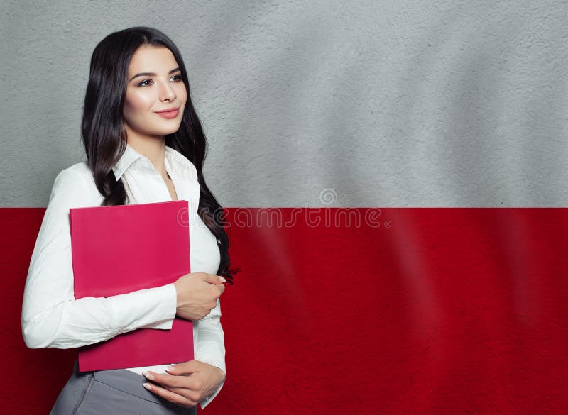 Young Woman with Red Book. Learn or Business Concept Stock Photo ...