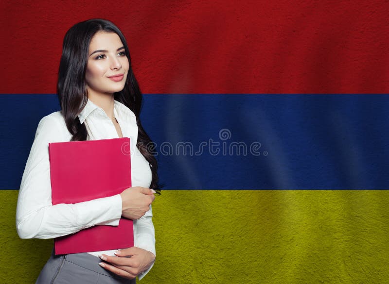 Young Woman with Red Book. Learn or Business Concept Stock Image ...