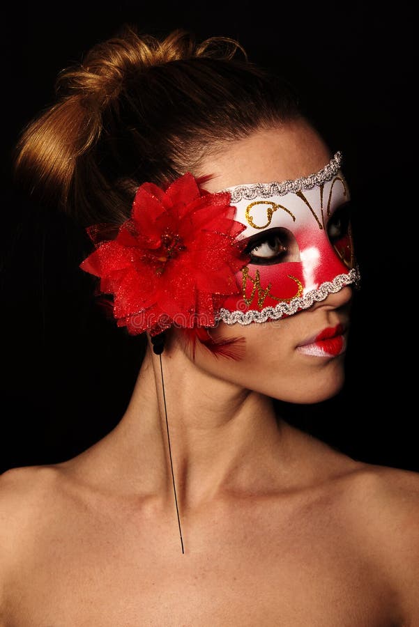 Woman in red mask stock image. Image of white, bare, hairstyle - 30206045