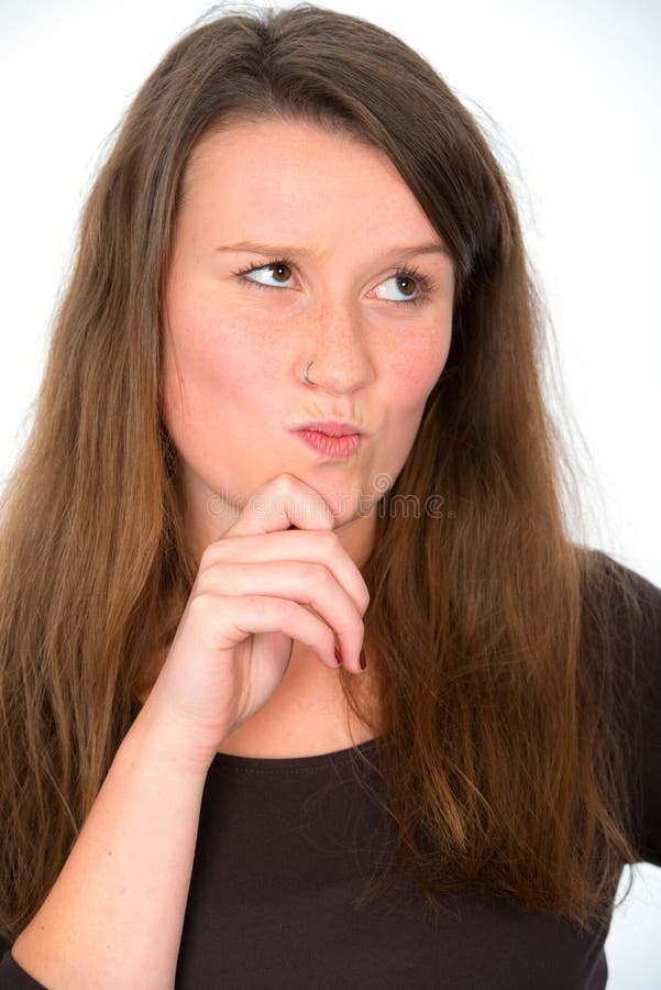 Young woman is reflecting stock image. Image of caucasian - 38819565