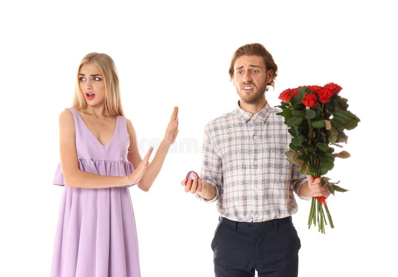Woman Rejecting Man Flowers Stock Photos - Free & Royalty-Free Stock ...