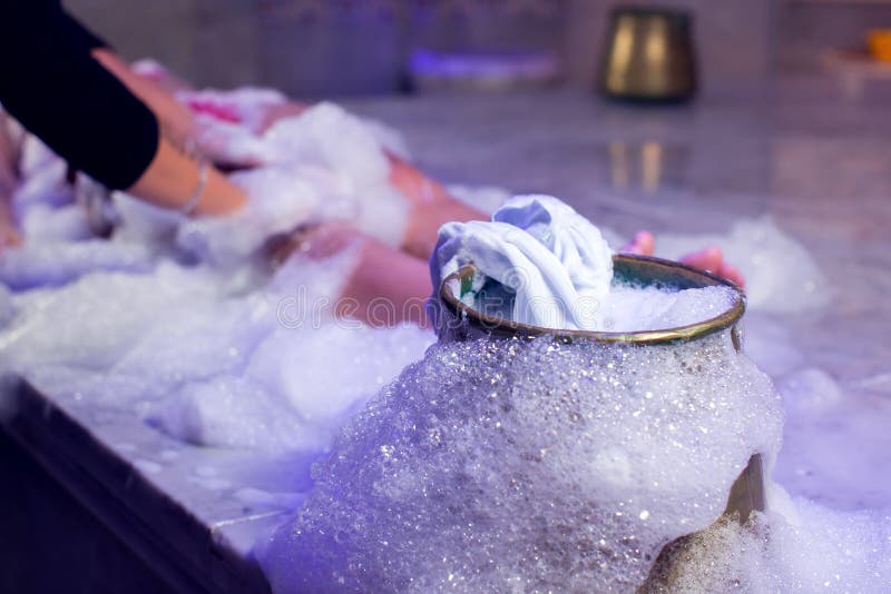 Young Woman Relaxing in Hammam or Turkish Bath Stock Photo - Image of ...