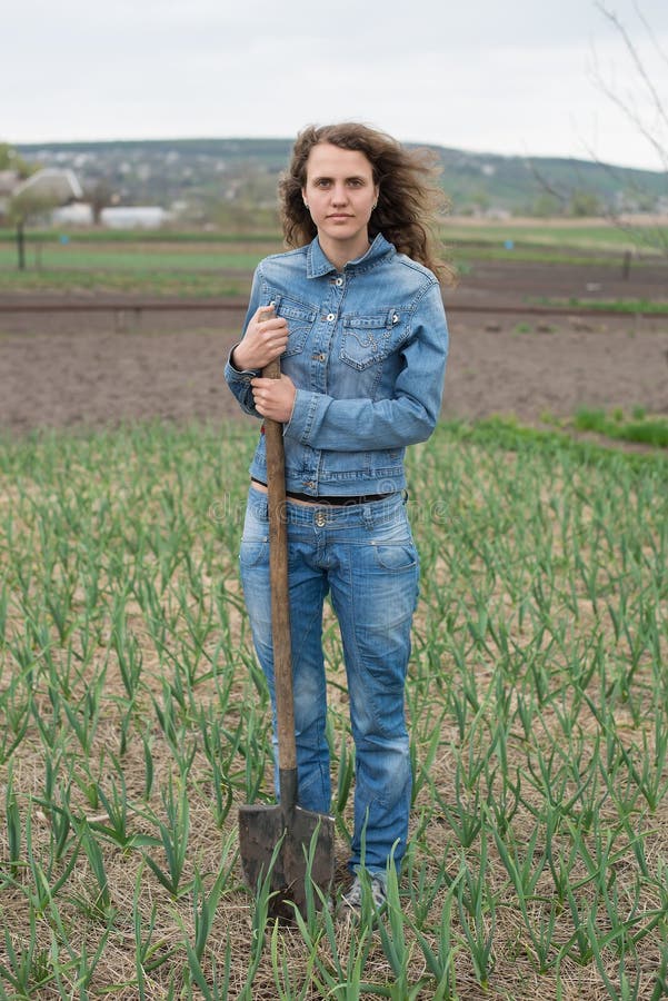 Young Woman Resetting Raspberry Sprouts Stock Image - Image of hobby ...