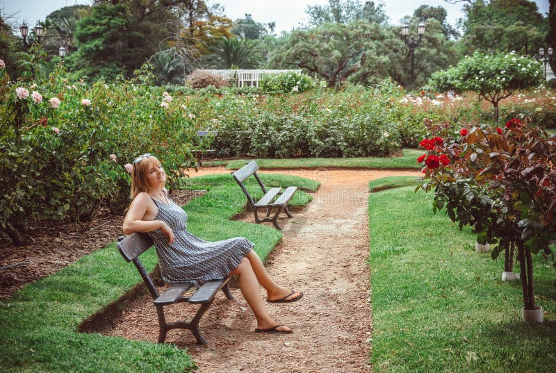 Young Woman Resting in Park Stock Photo - Image of bench, meditate ...