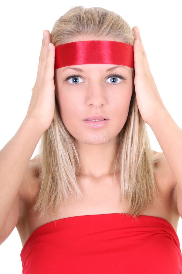 Young Woman with Ribbon on Head Stock Photo - Image of alluring ...
