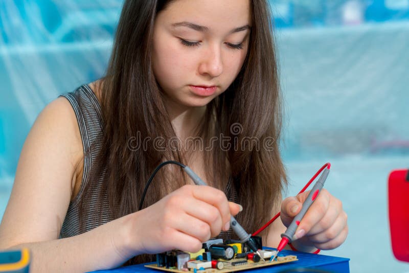 Girl in Robotics Laboratory Stock Image - Image of student, woman ...