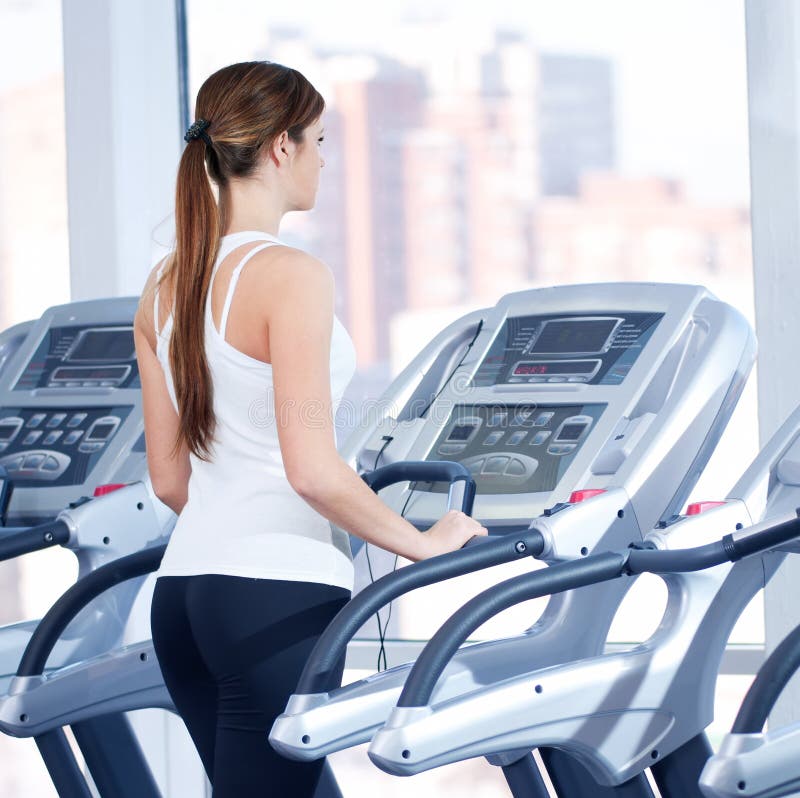 Young Woman at the Run at Gym Stock Image - Image of fresh, girl: 18458819