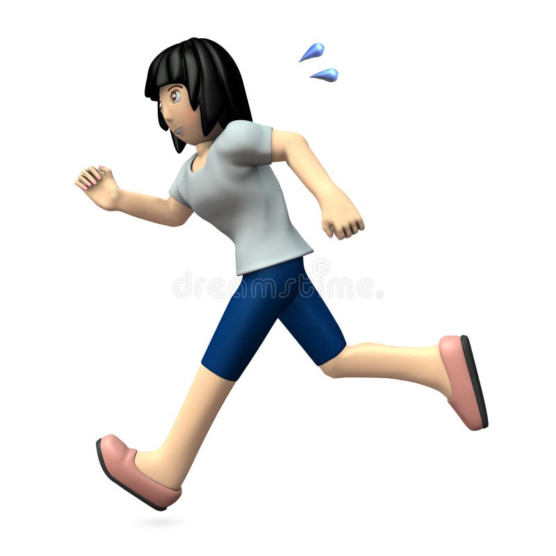 Young woman is running. stock illustration. Illustration of running ...