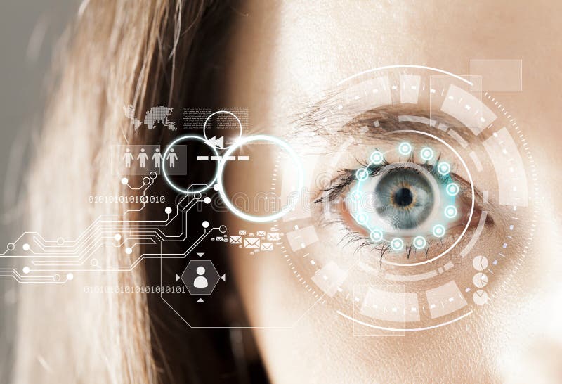 Human Eye and Graphical Interface. Smart Wearable Technology Concept ...