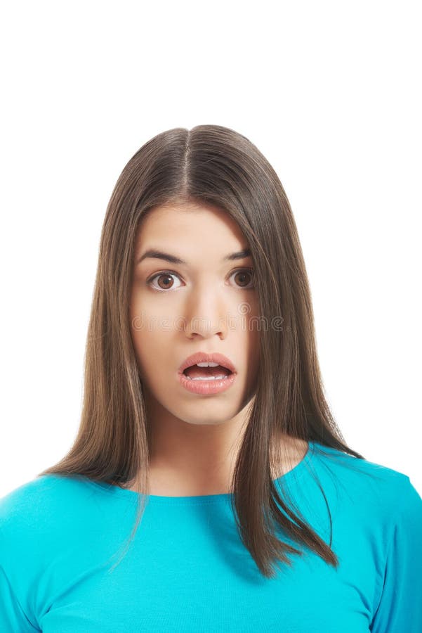 Young Woman S Portrait. she Expresses Shock Stock Photo - Image of girl ...