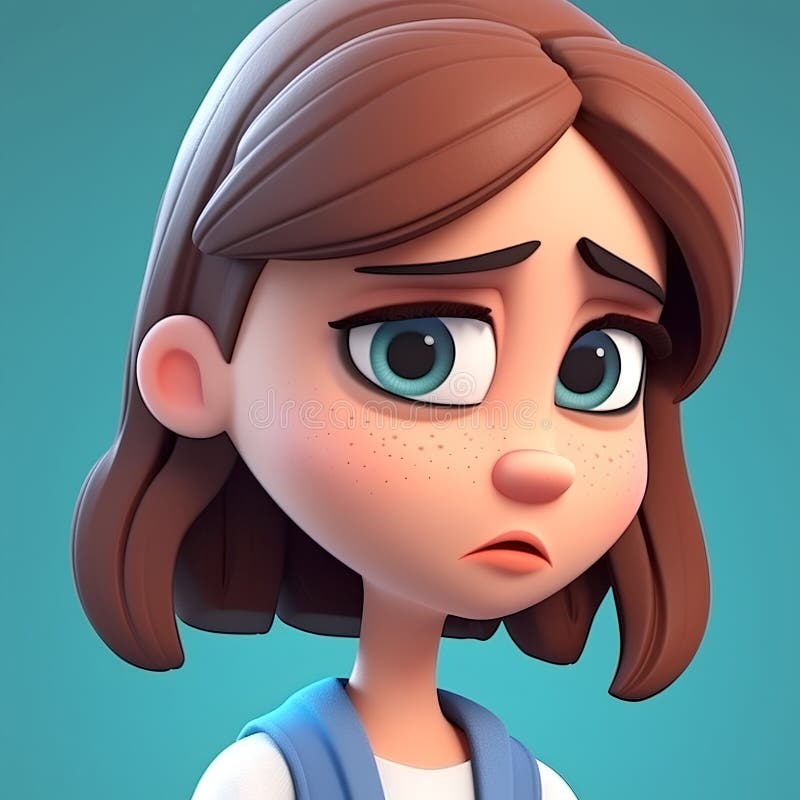 Young Woman with a Sad Expression on Her Face, 3d Illustration Stock ...