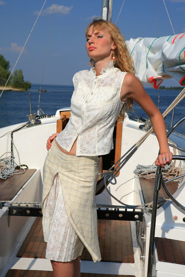 Portrait of a Pretty Sailing Woman. Stock Image - Image of holiday ...