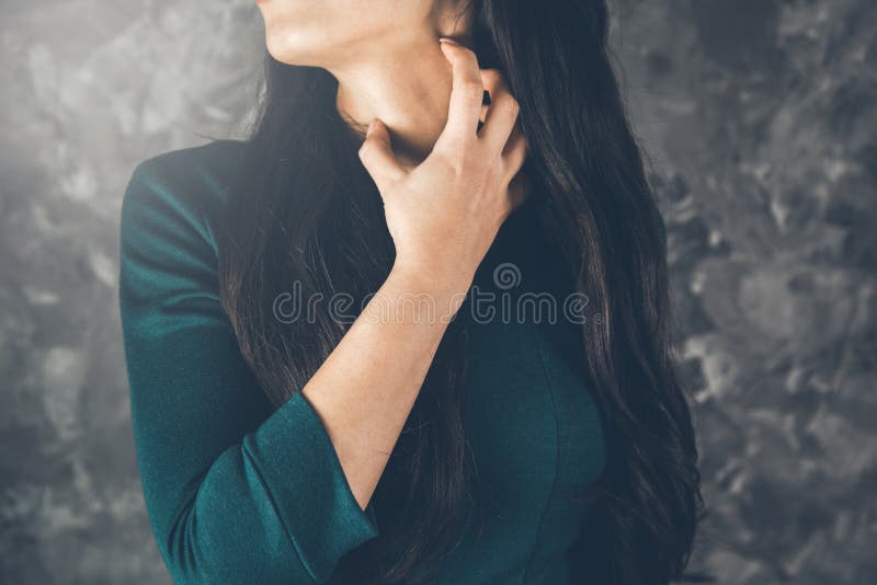 Young Woman Scratch the Neck. Stock Photo - Image of skin, sick: 214285638
