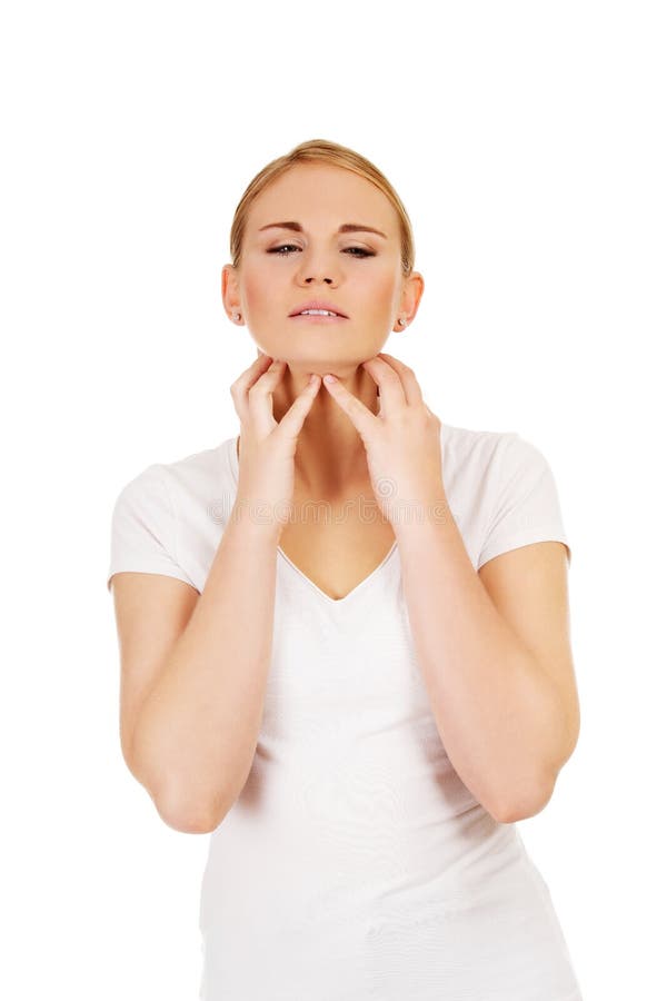 Young Woman is Scratching Her Neck Stock Image - Image of remedy ...