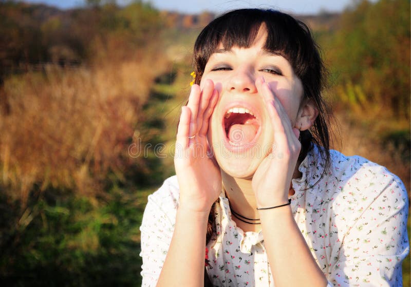 Girl shouting of joy stock photo. Image of woman, laughing - 22333032