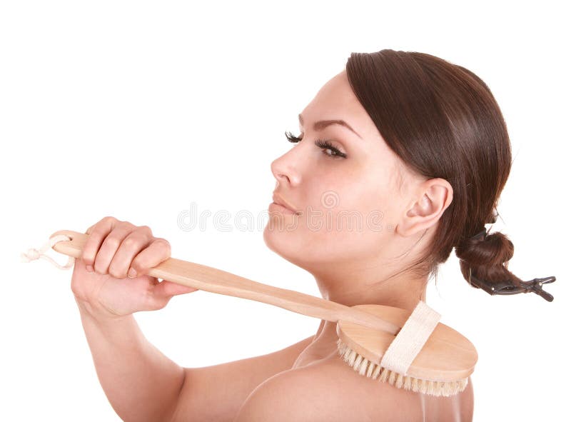 Young Woman Scrubbing Body. Stock Photo - Image of beauty, scrub: 14919380