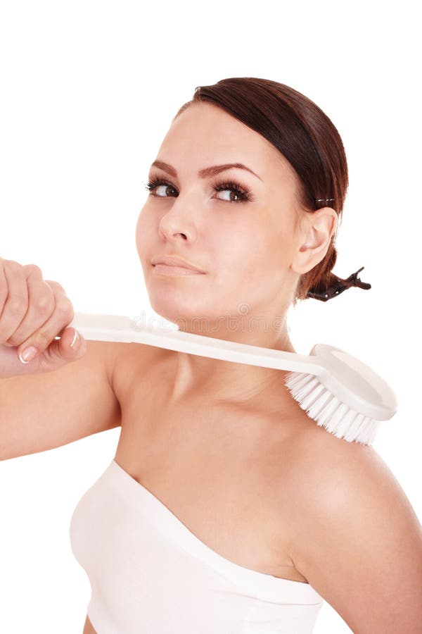 Young Woman Scrubbing Body. Stock Image - Image of person, applying ...