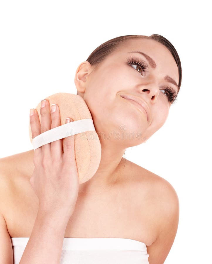 Young Woman Scrubbing Body. Stock Image - Image of purity, scrubbing ...