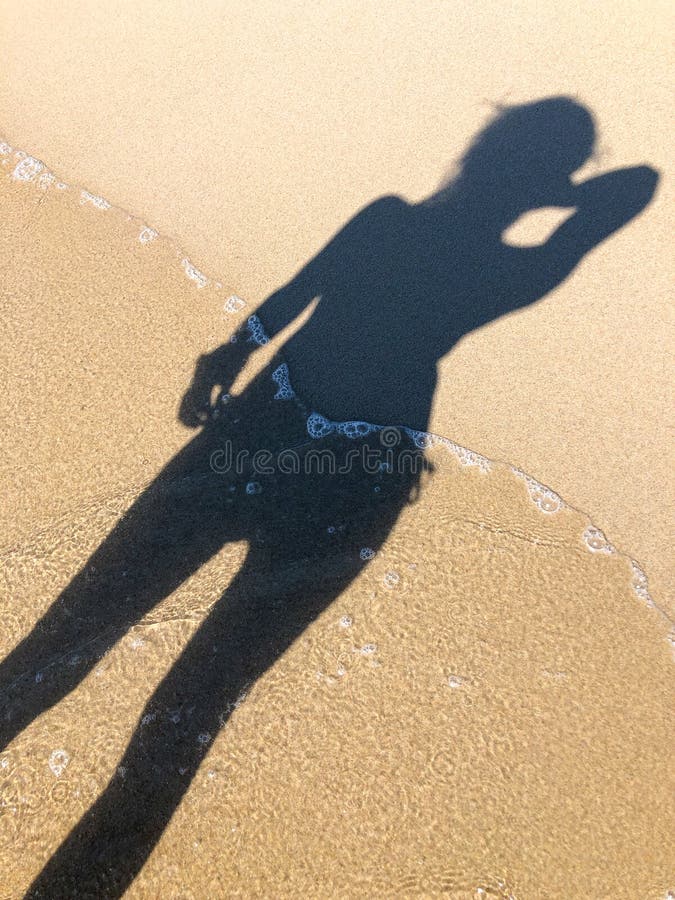 Young Woman Shadow on a Sand Stock Image - Image of female, summer ...