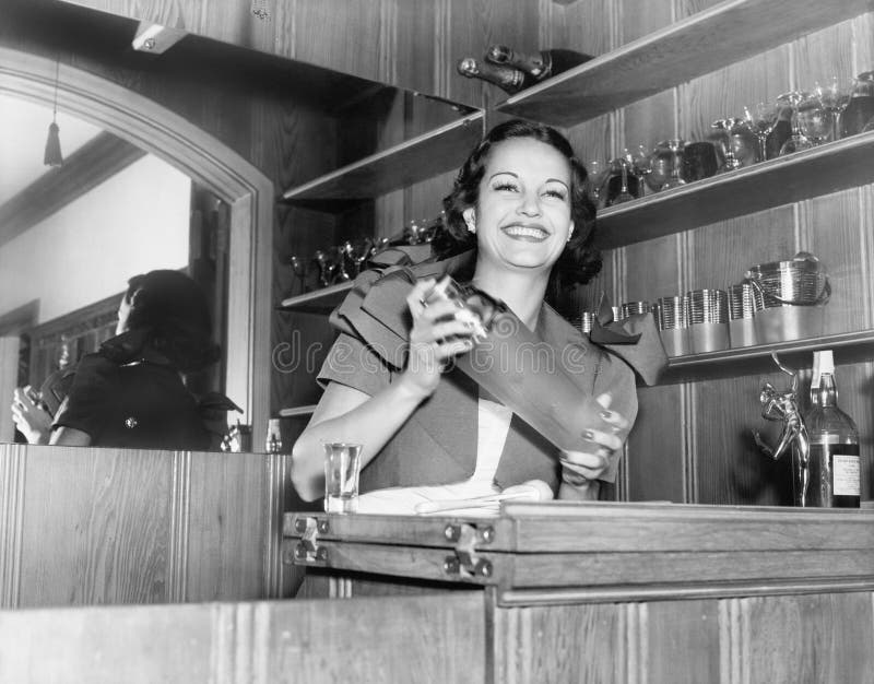 Young Woman with a Shaker in a Bar Stock Photo - Image of fashioned ...