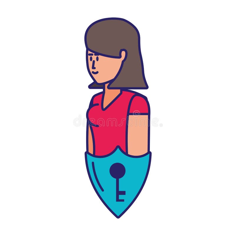 Young Woman with Shield Secure Stock Vector - Illustration of ...