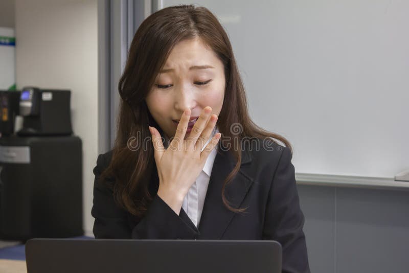 Young Woman Shocked in Front of Computer Stock Photo - Image of chinese ...