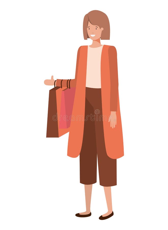 Young Woman of Shopping Avatar Character Stock Vector - Illustration of ...
