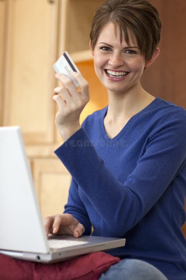 Young Woman Shopping Online Stock Image - Image of paying, leisure ...