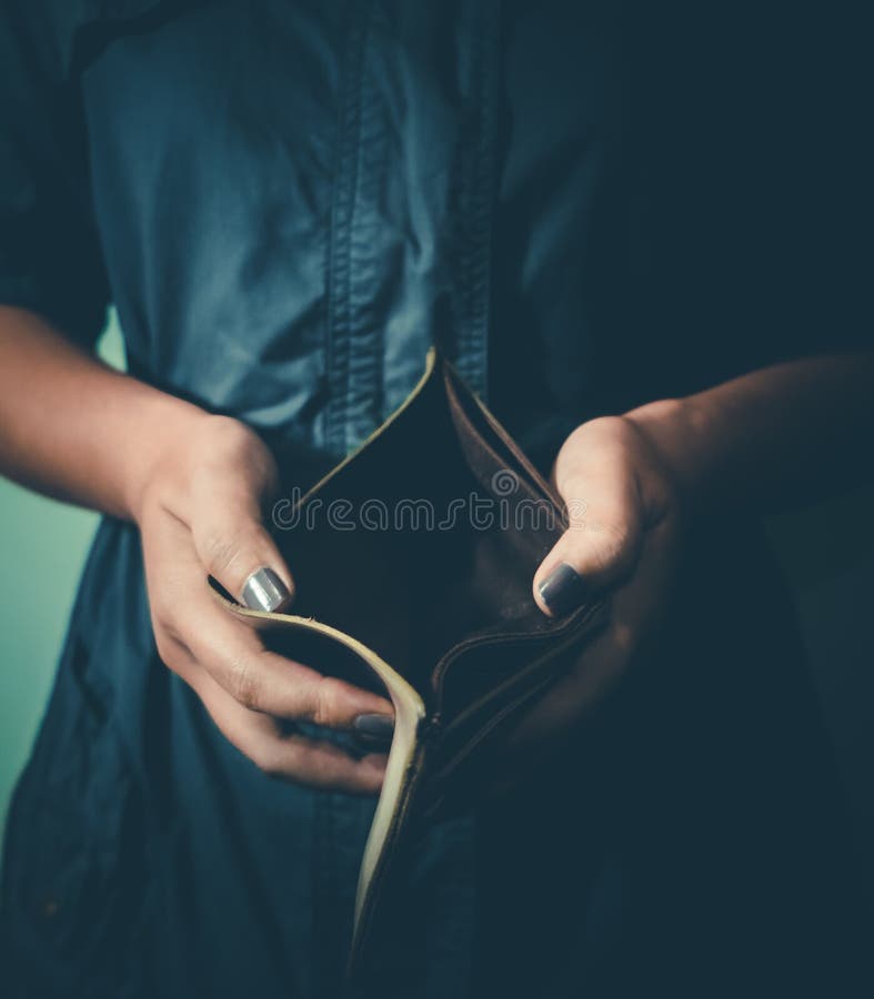 Young Woman Show Her Empty Wallet,retro Stock Photo - Image of cash ...