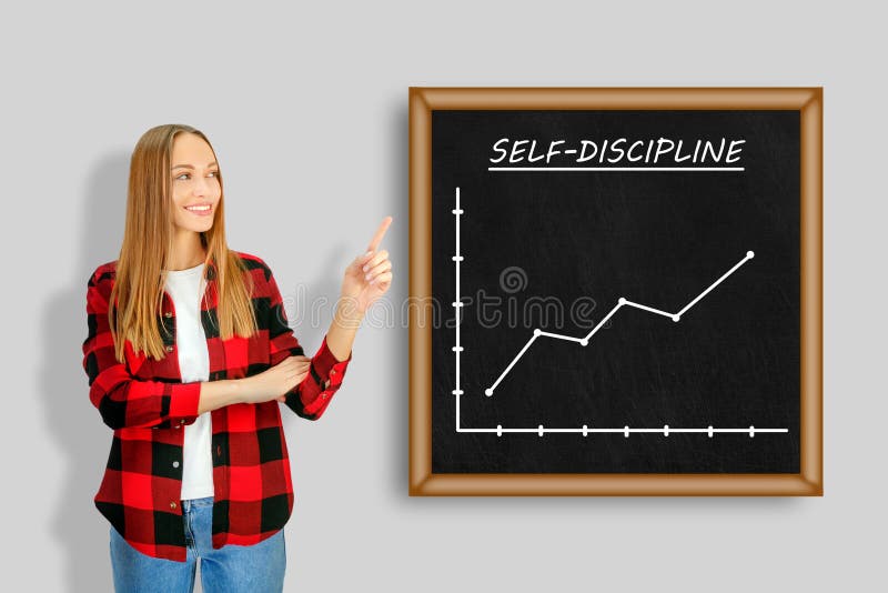 Young Woman Showing Board with Chart Self Discipline Stock Photo ...