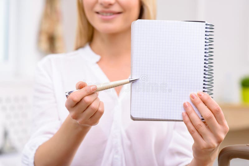 Young Woman Showing Her Notebook Stock Image - Image of girl ...