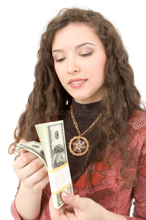 Young woman showing money stock photo. Image of females - 2532738