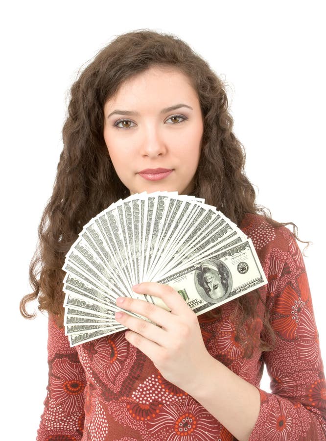 Woman Holding Money stock photo. Image of black, covering - 10303844