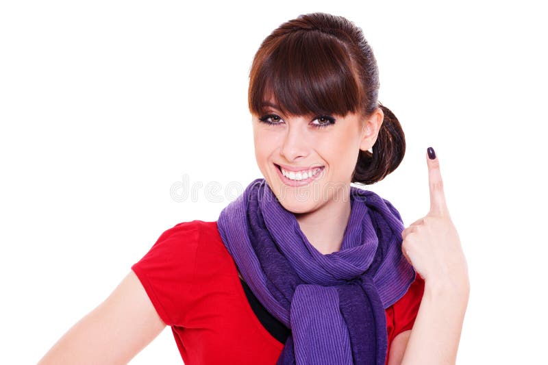 Young Woman Showing Number One Stock Photo - Image of cute, person ...