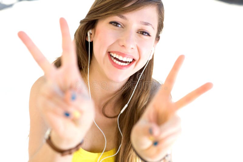 Young People Showing Peace Sign Stock Photo - Image of friendship ...