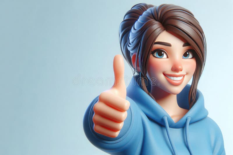 Young Woman Showing a Thumbs Up. Space for Text. Stock Illustration ...