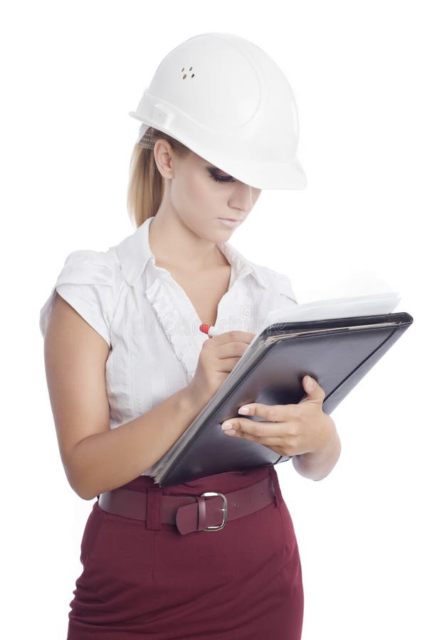 Young Woman Signing a Document Stock Photo - Image of female, worker ...