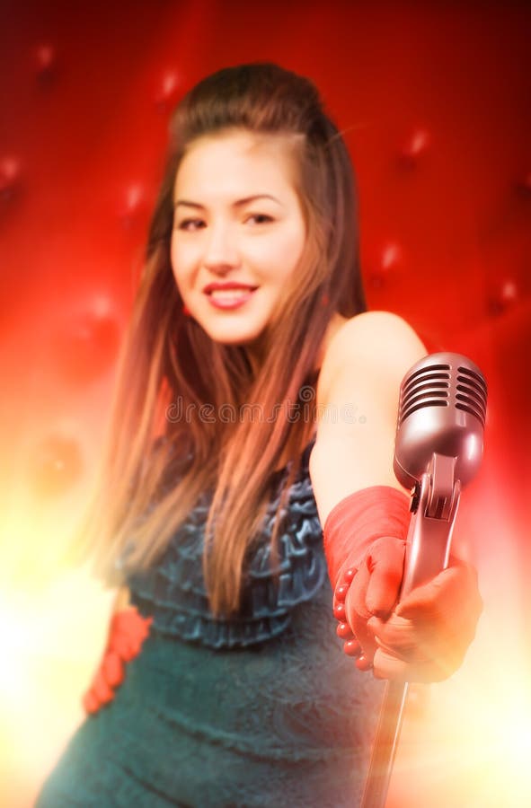 Young woman singer stock image. Image of concert, retro - 8890499
