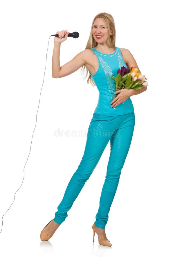 Young Woman Singer Isolated Stock Photo - Image of hair, curly: 47334694