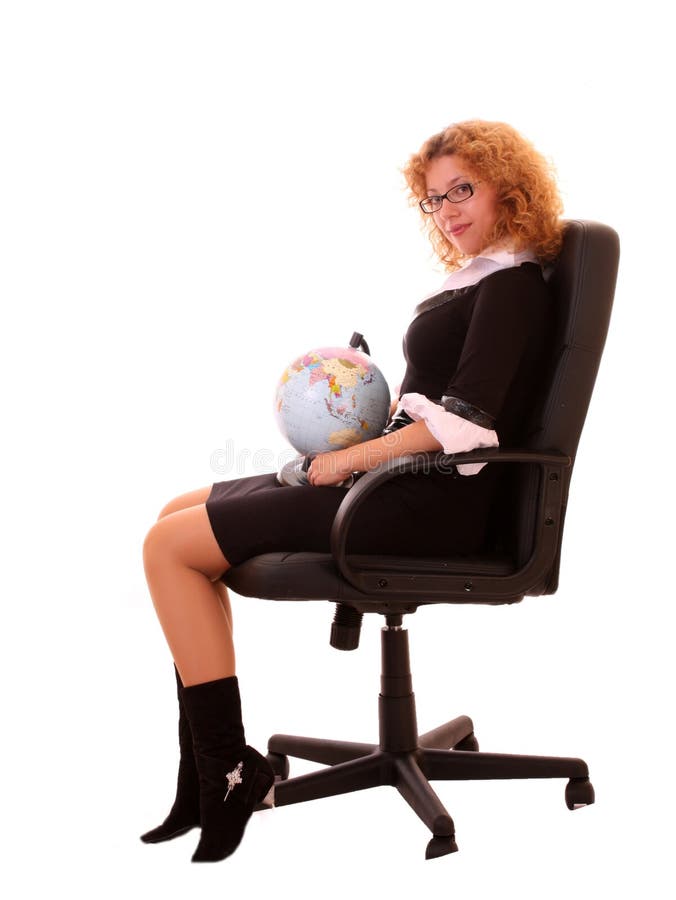 Young Woman Sitting in Chair Isolated Stock Image - Image of sitting ...