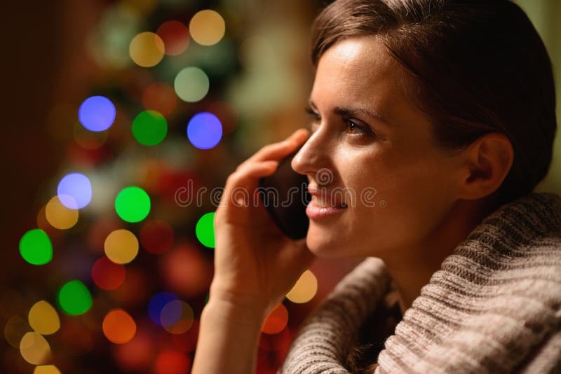 Young Woman Sitting Chair and Making Phone Call Stock Image - Image of ...
