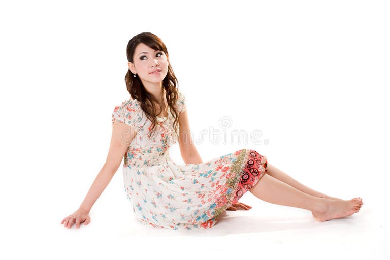 Young Woman Sitting on the Flo Stock Photo - Image of lifestyles ...