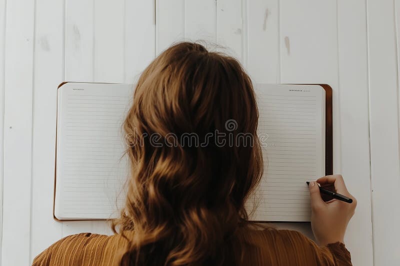 Young Woman Sitting on the Table and Writing into Her Notebook Ai Photo ... Young Woman Sitting on the Table and Writing into Her Notebook Ai Photo ...