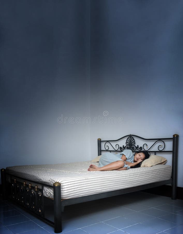 Young Woman Sleeping Alone in the Big Bed Stock Photo - Image of ...
