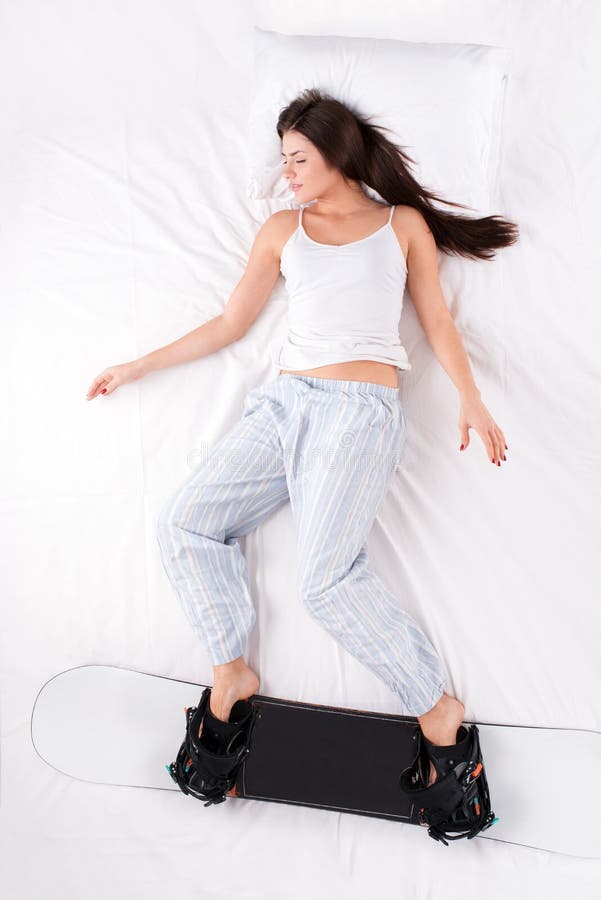 Woman Sleeping in Starfish Position Stock Image - Image of indoors ...