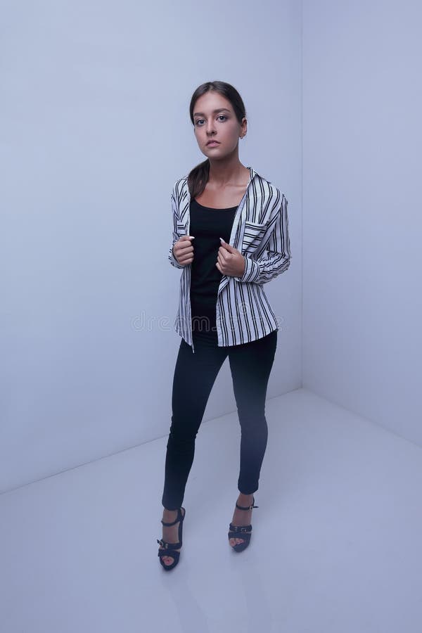 Young Woman Slowly Walks Forward Stock Photo - Image of people, forward ...